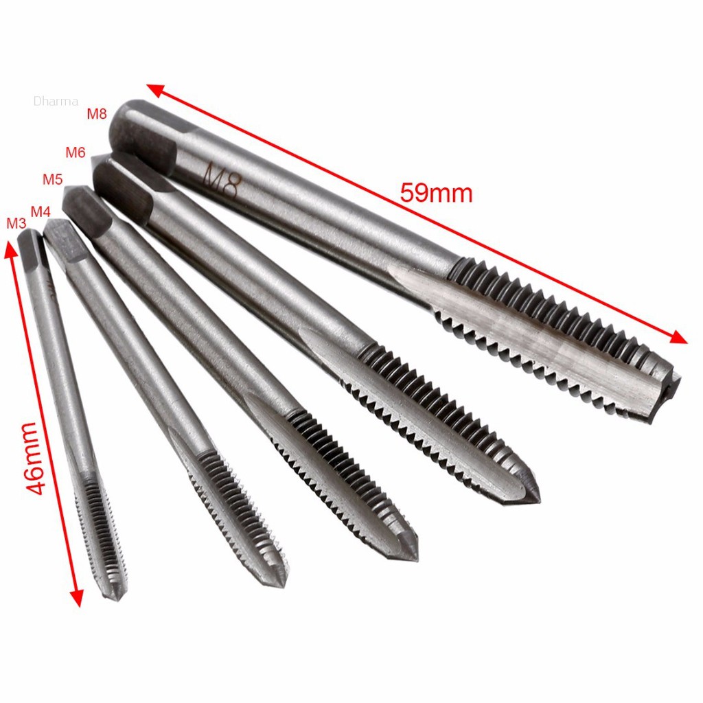 Dharma 5pcs M3 M4 M5 M6 M8 HSS Machine Hand Screw Thread Tapper Metric ...