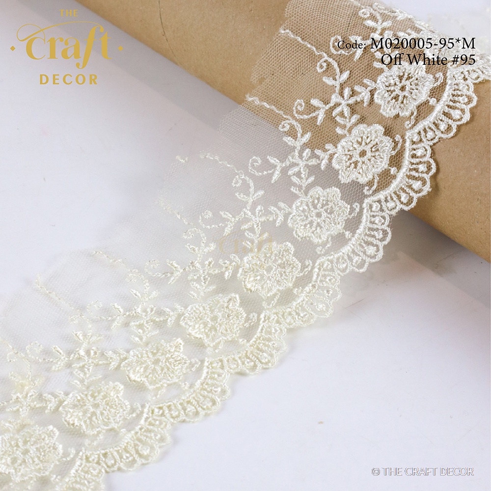 7cm Width Border Nylon Lace Trim*Jual Meter | Lace Mewah | Border Lace ...