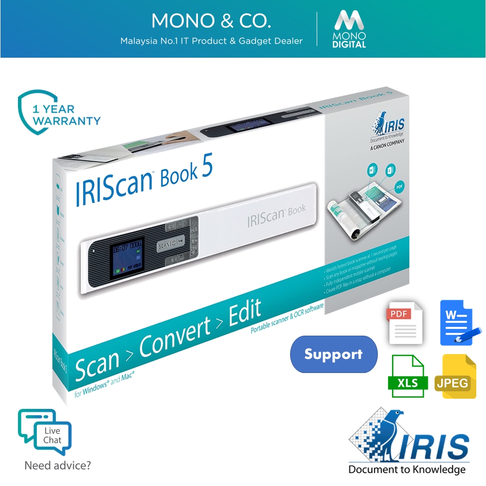 IRIScan Book 5 Portable Book Scanner Supports Windows & Android ...