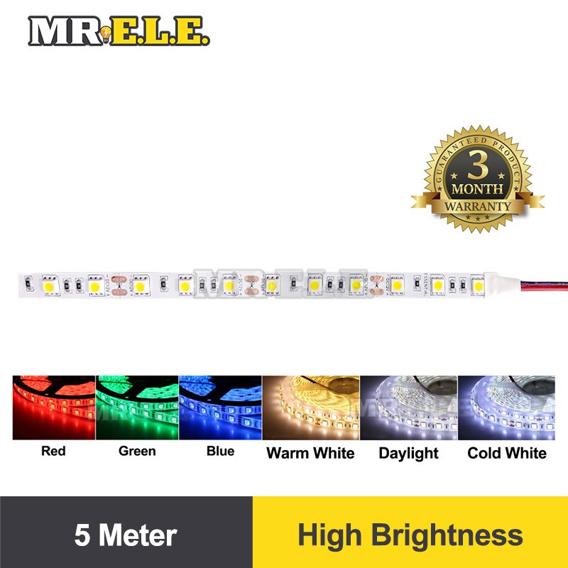 LED Strip 5 Meter (DC12V 5050-60L) (Red/Blue/Green/Daylight /WarmWhite ...