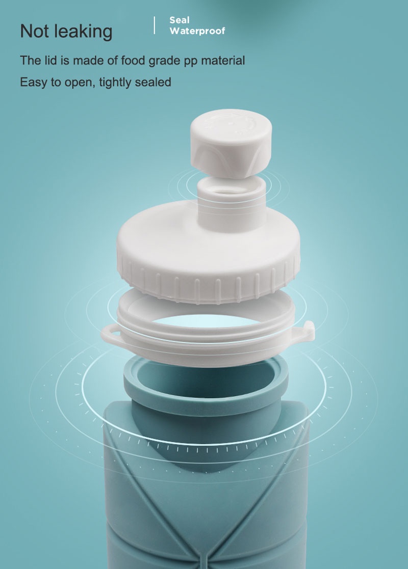 Foldable 600ml Water Bottle Silicone Portable Reusable BPA Outdoor ...