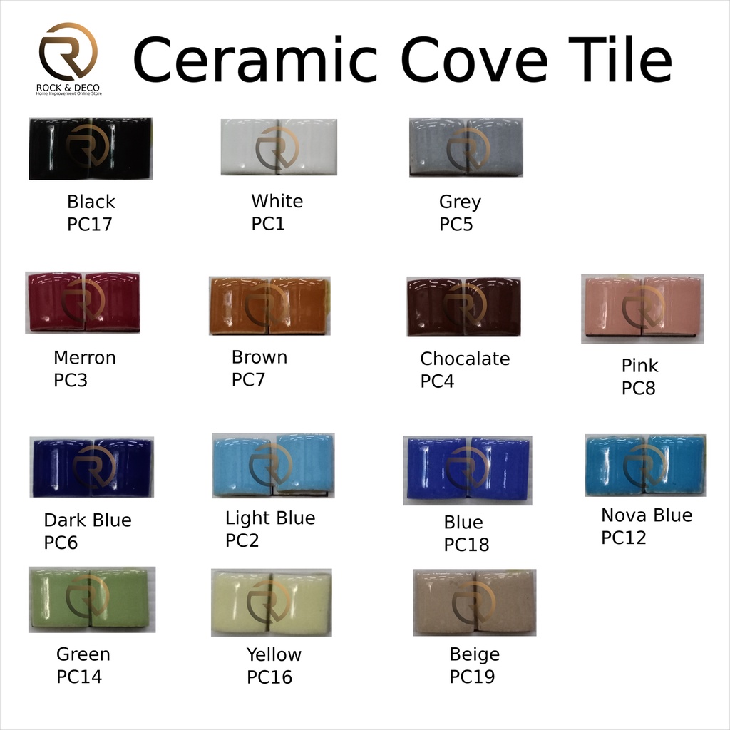 Color Ceramic Edge Trim Cove Tile Sudut Mozaic Warna Rockanddeco ...