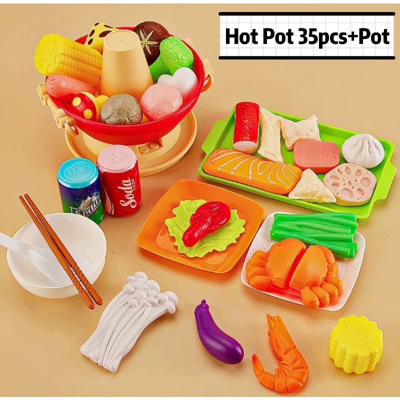 🇲🇾Stock BBQ Food/Hot Pot Food Toy Set Kids Pretend Play Set Cooking ...