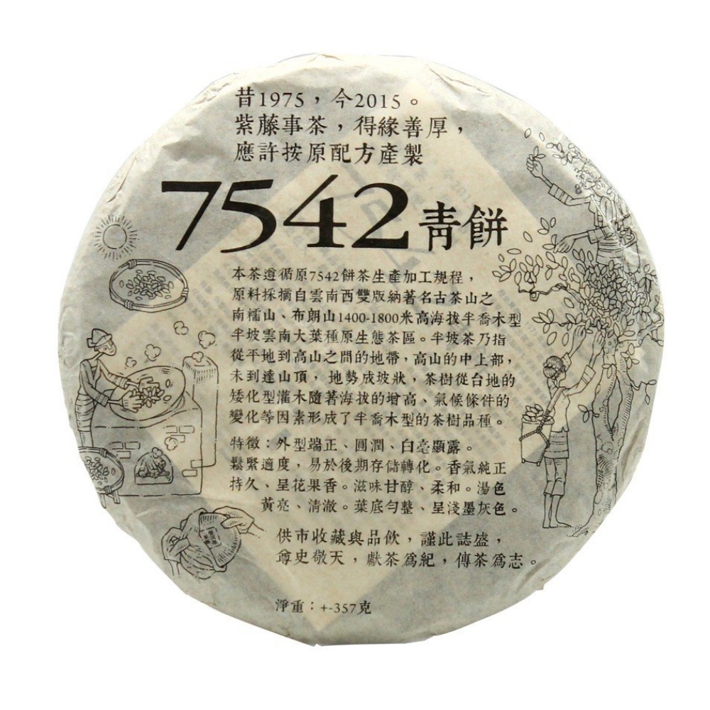 Purple Cane 7542 Green Puer Tea Year 2015 Yunnan 紫藤 7542 普洱青餅 2015年 云南 (±357g) | Shopee Malaysia