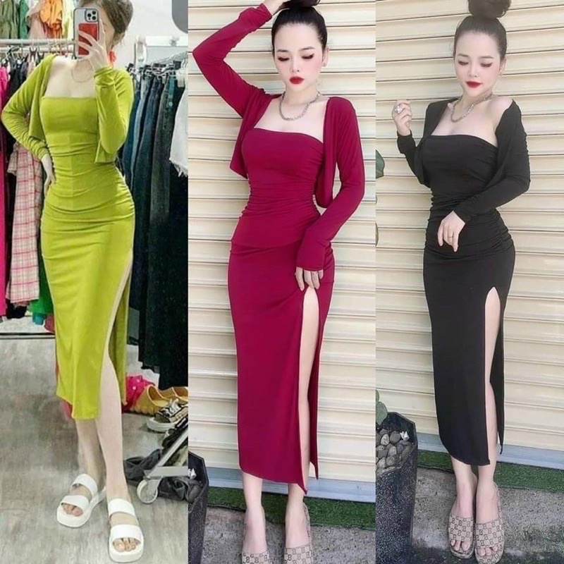SET Jacket WITH BEAUTIFUL SLIM BODY DRESS DBD77 | Shopee Malaysia