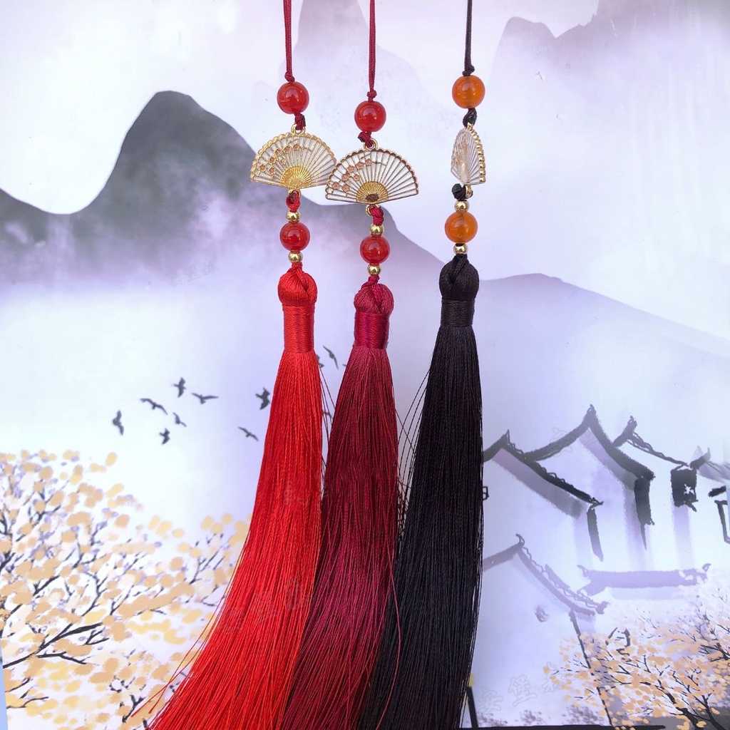 2pcs Chaoxian Ancient Fan Hanfu Pressed Lapel Forbidden Ornament Tassel ...
