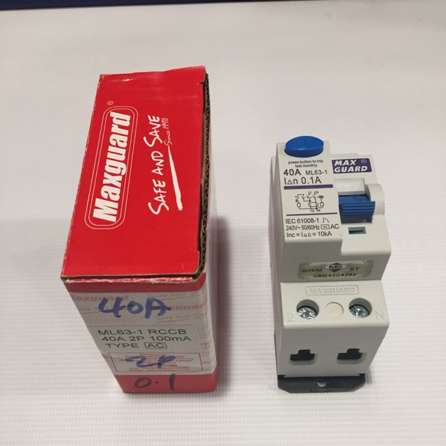 MAXGUARD 40A / 63A 2POLE 0.1 RCCB (ELCB) | Shopee Malaysia