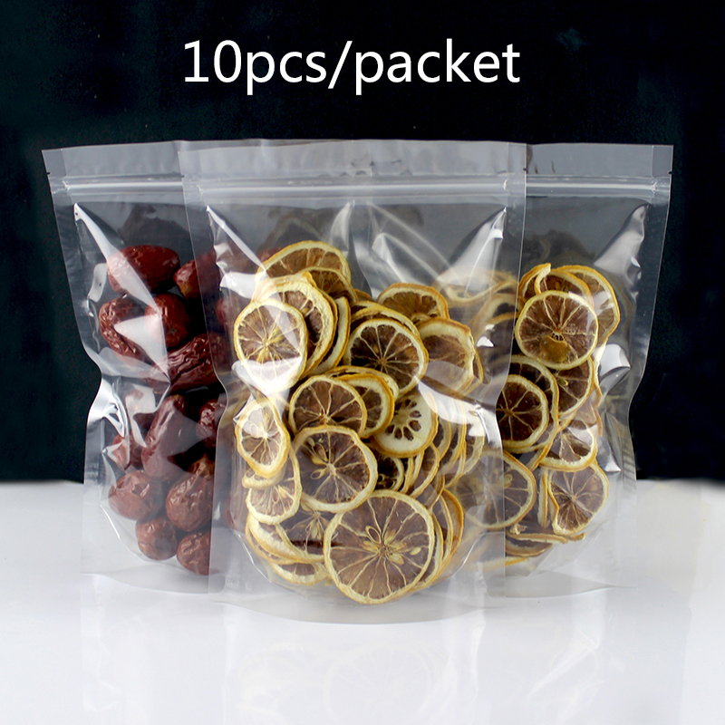 10Pcs/packet Transparent Thick Zipper Bag Plastic Biscuit Candy Ziplock ...