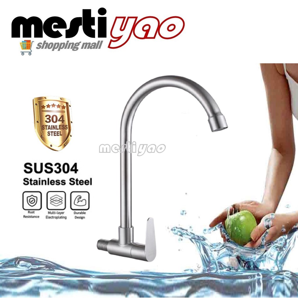 LT 402 Stainless Steel SUS 304 Kitchen Faucet Wall Mounted Sink Basin ...