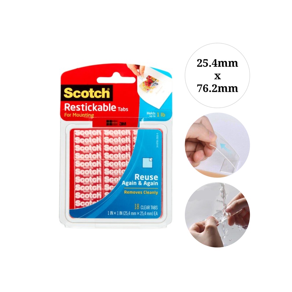 3M | Mounting Tape | Scotch Restickable Strips (25.4mmx76.2mm) | Shopee Malaysia