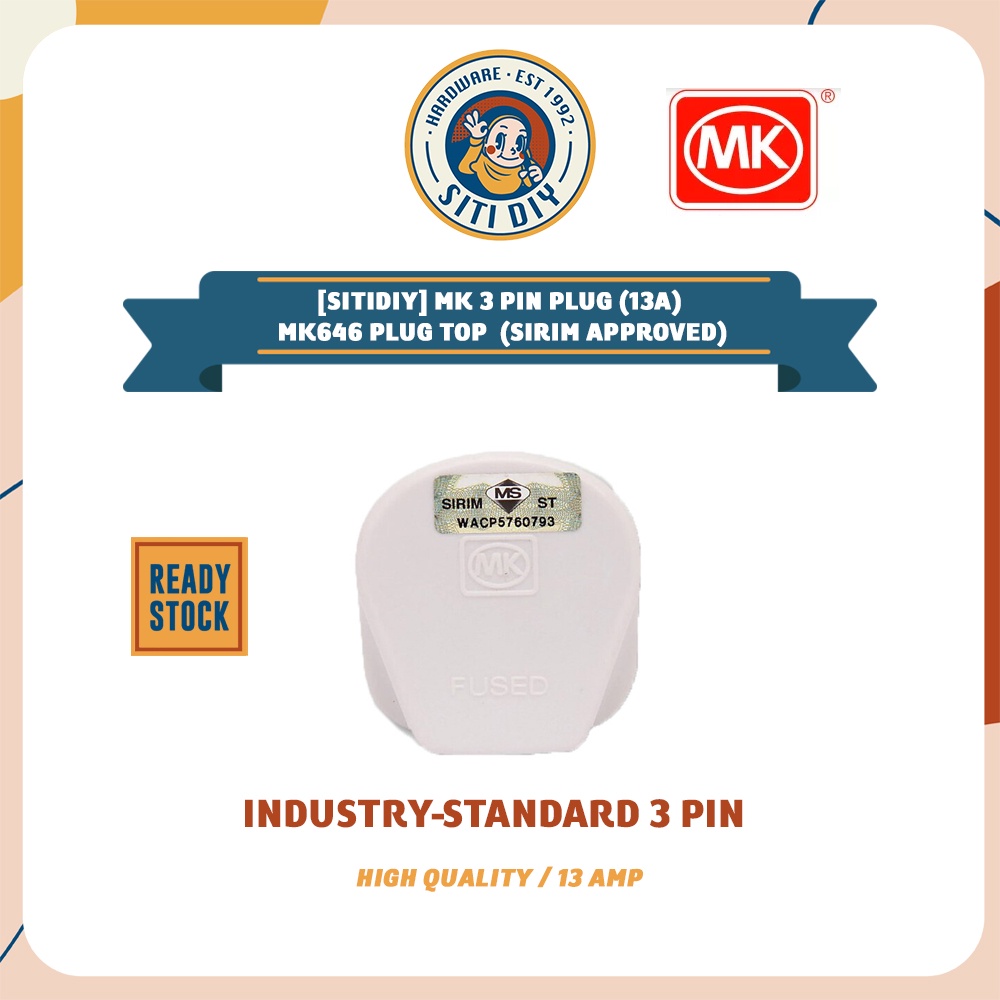[SitiDIY] MK 3 Pin Plug (13A) MK646 Plug Top (SIRIM APPROVED) | Palam ...