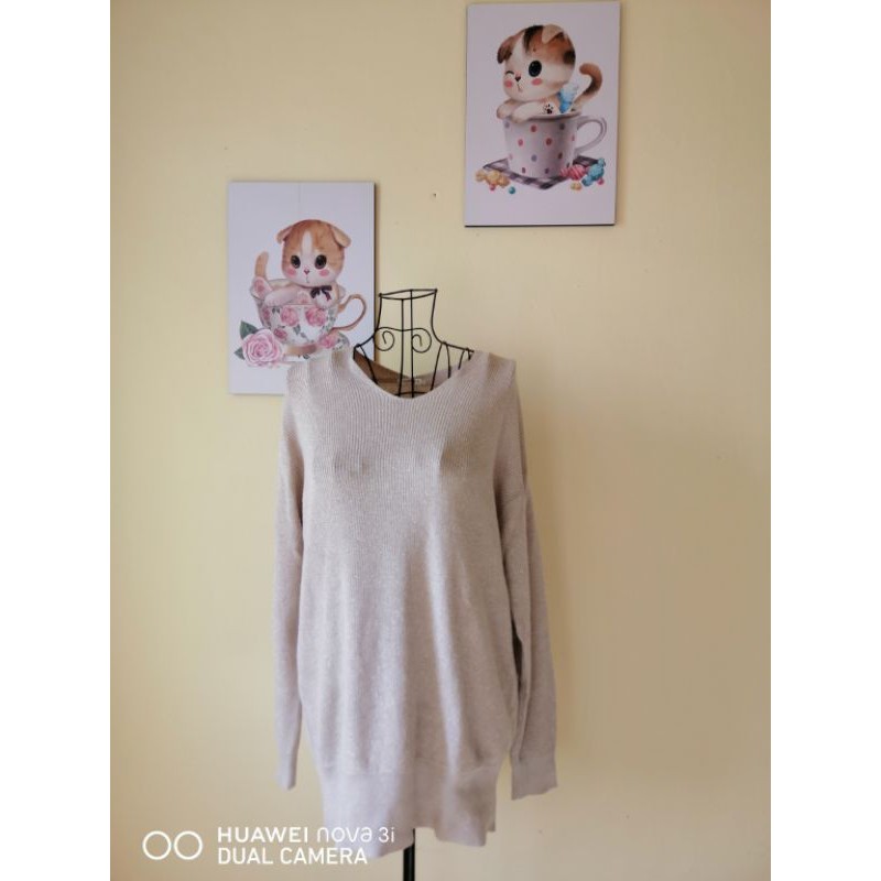 Colza Brand Long Blouse Light Knitwear with Glitter Thread | Shopee ...