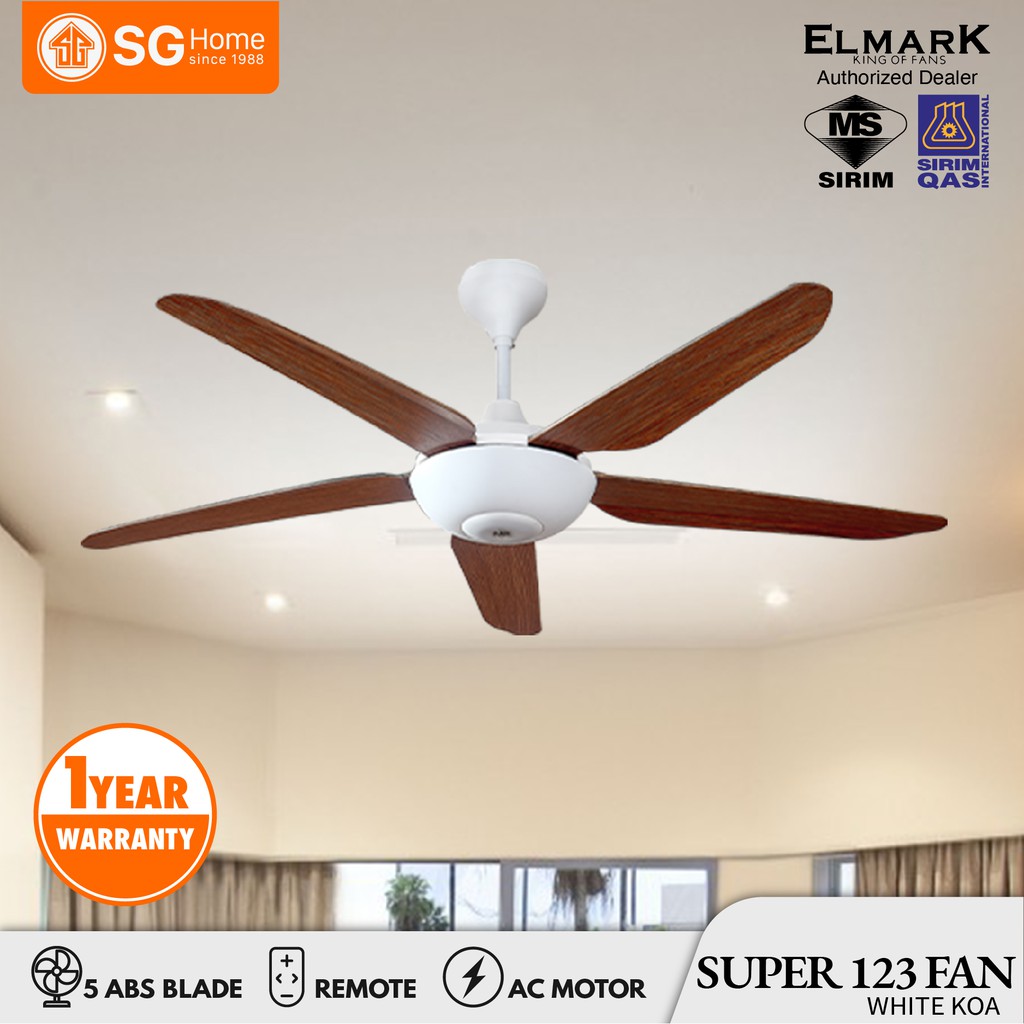 [Elmark] Super123 56" With Remote Control, Ceiling Fan (Gold/Black ...