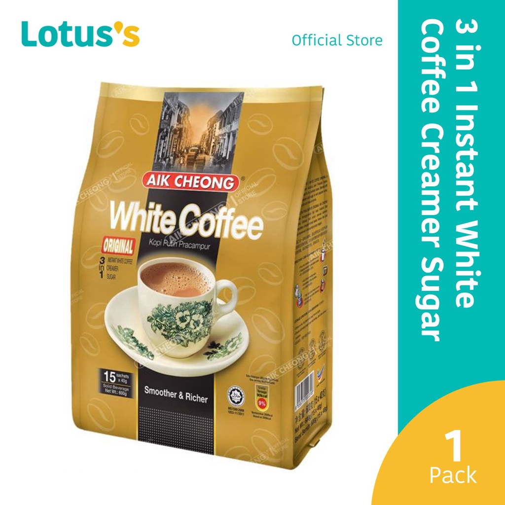 Aik Cheong Original 3 In 1 Instant White Coffee Creamer Sugar (15 x 40g/600g) | Shopee Malaysia