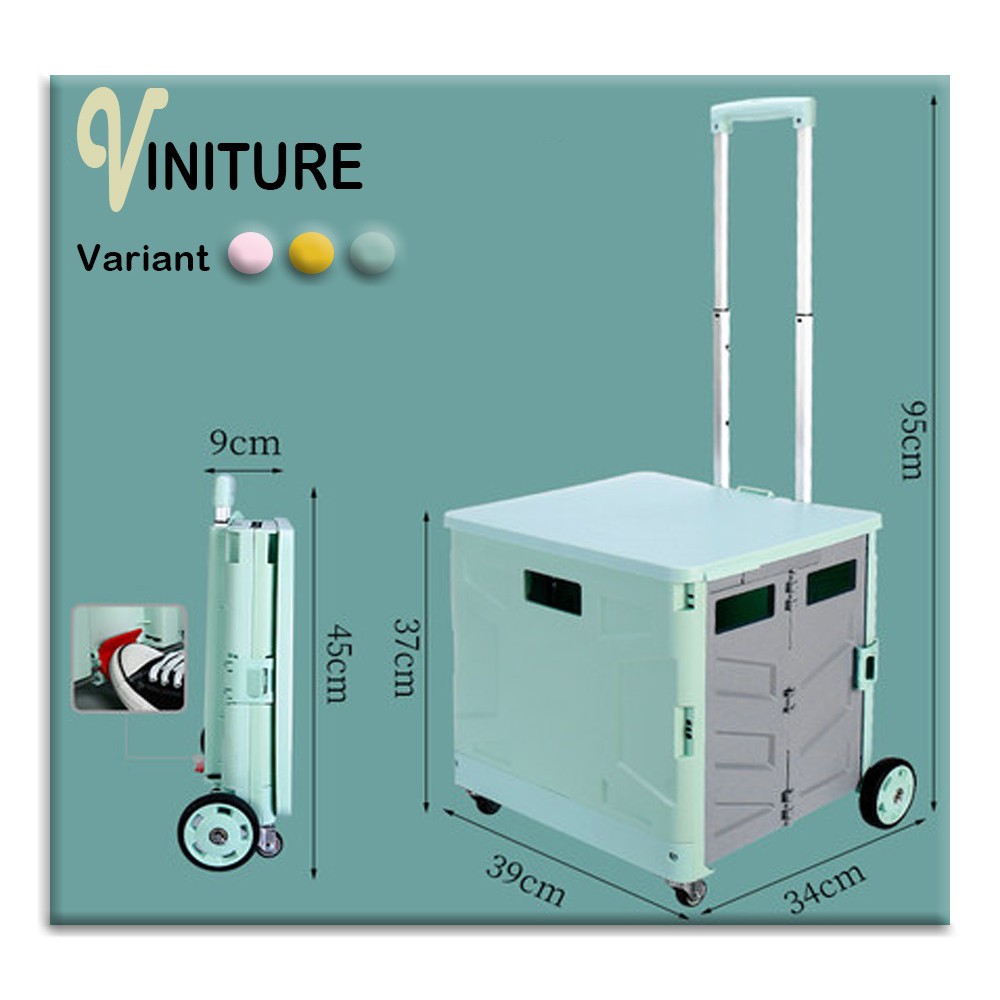 PREMIUM Large 45L Strong 100Kg Load Folding Shopping Cart Trolley ...