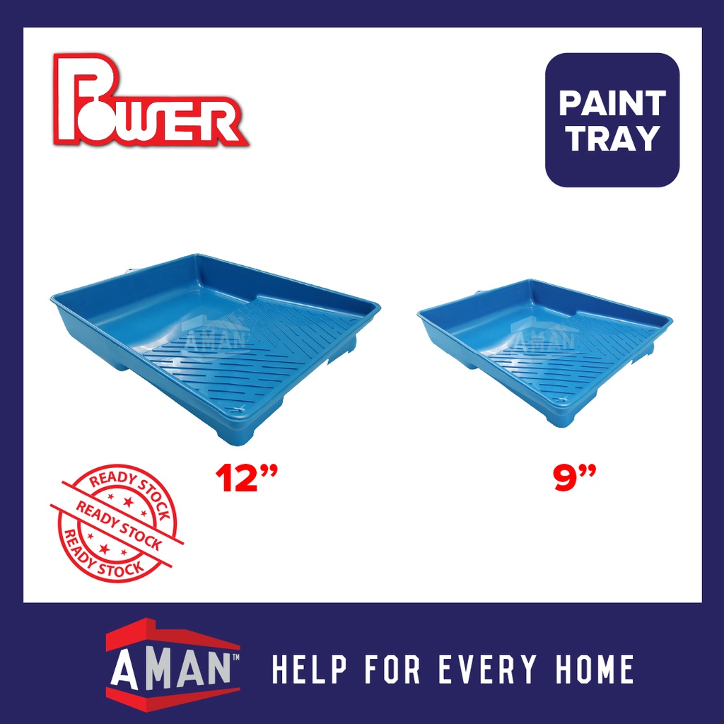 POWER 9" 12" High Quality Reusable PVC Paint Tray Random Colour Bekas ...