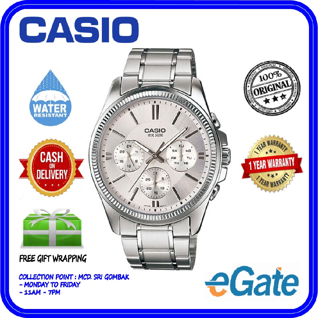 Casio MTP-1375D-7AV Men'S Analog Silver Dial Classic Original Quartz Watch | Shopee Malaysia