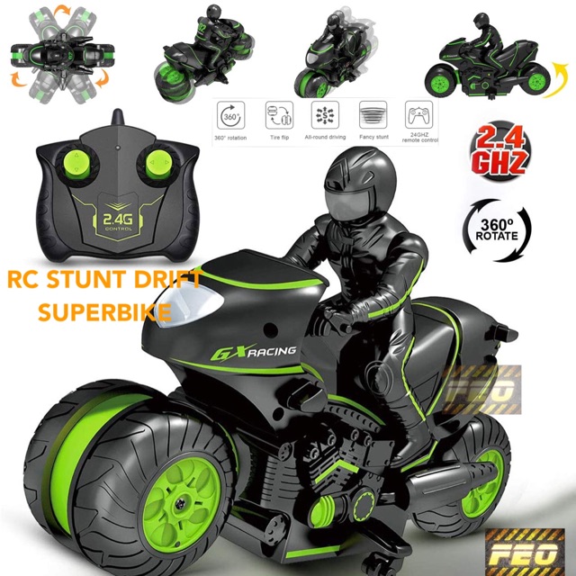 FEO Rc Motorcycle 360 Degree Rotate Electric Remote Control Stunt Car 2 ...