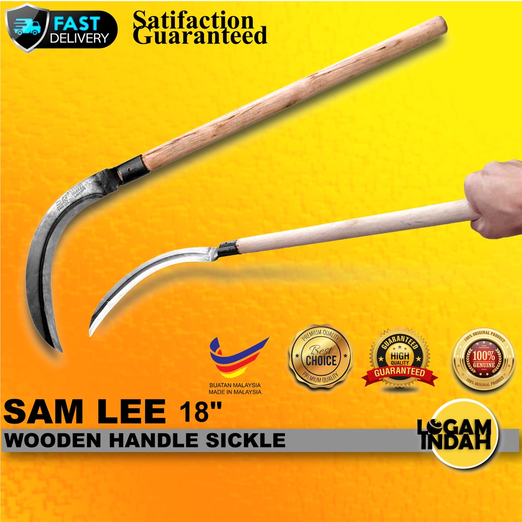(D0301) SAM LEE 18" WOODEN HANDLE SICKLE / PISAU RUMPAI ( MADE IN ...