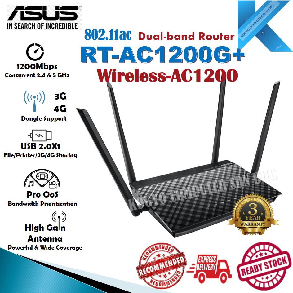 Asus AC1200 Wireless Router - RT-AC1200G+ | Shopee Malaysia