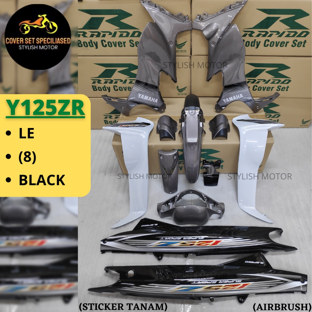 (STICKER TANAM/AIRBRUSH) RAPIDO COVER SET YAMAHA Y125 Y125Z 125Z LE (8) BLACK | Shopee Malaysia