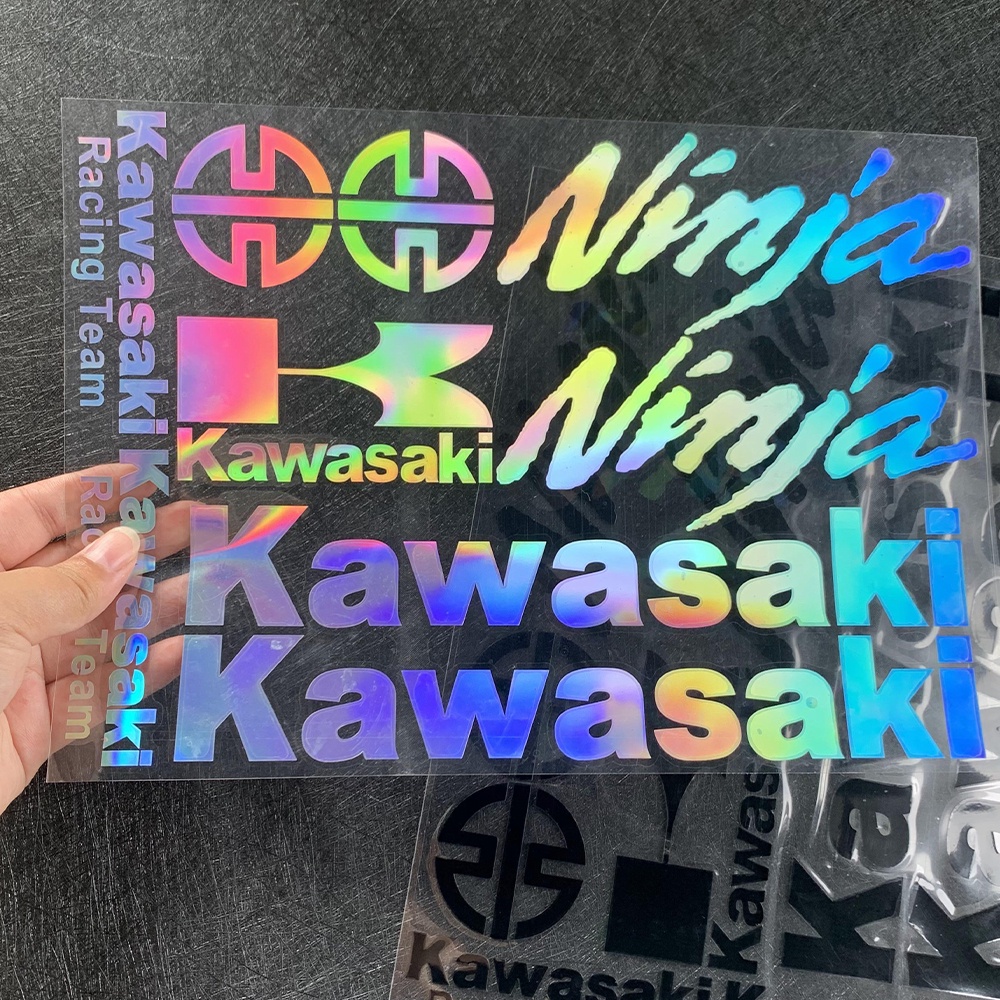 KAWASAKI Reflective Sticker Sidebar Decorative Fuel Tank Sticker Racing ...