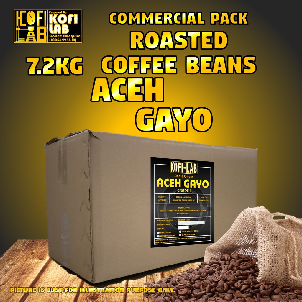 [Medium Dark] Aceh Gayo Grade 1 100% Arabica Roasted Coffee Beans "KOFI ...