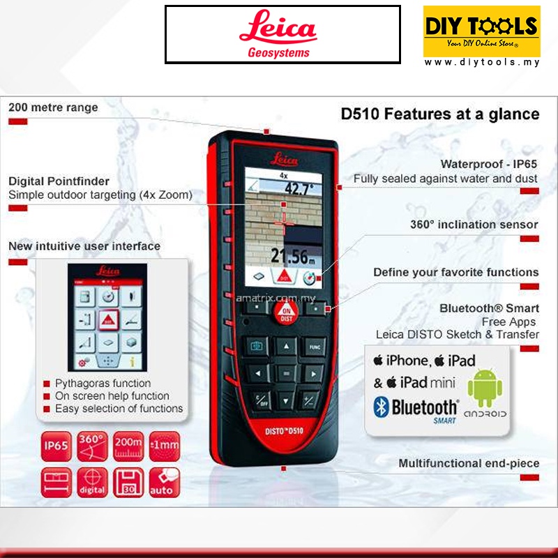 𝐋𝐄𝐈𝐂𝐀 - Laser Distance Meter DISTO™ - D510 / Pro Pack (823199) | Shopee ...