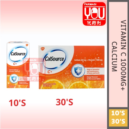 CALSOURCE Effervescent Vitamin C 1000m +- Calcium 260mg [immune Booster ...