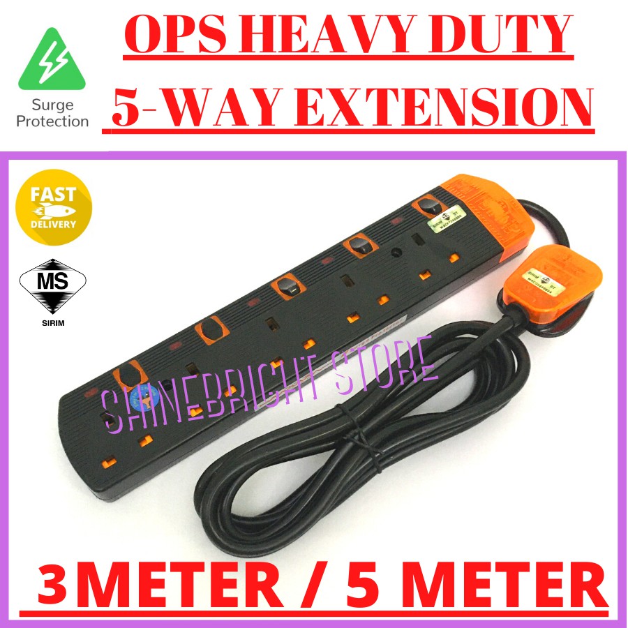 OPS 5WAY HEAVY DUTY EXTENSION SOCKET / 5 GANG TRAILING SOCKET / 5-WAY ...
