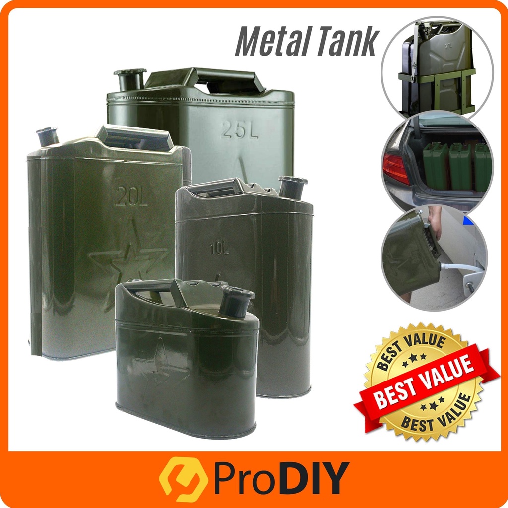 10L 20L Metal Petrol Tank Jerry Disel Gasoline Water Oil Container ...