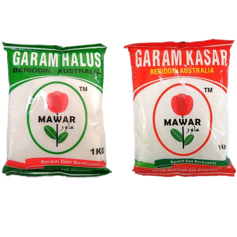 Garam Halus, Garam Kasar Beriodin Australia/Cap Mawar/Fine Salt, Rock ...