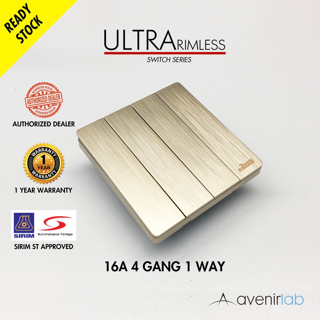 reTouch Ultra Rimless 4 Gang 1 Way Wall Switch Frameless SIRIM Approved ...