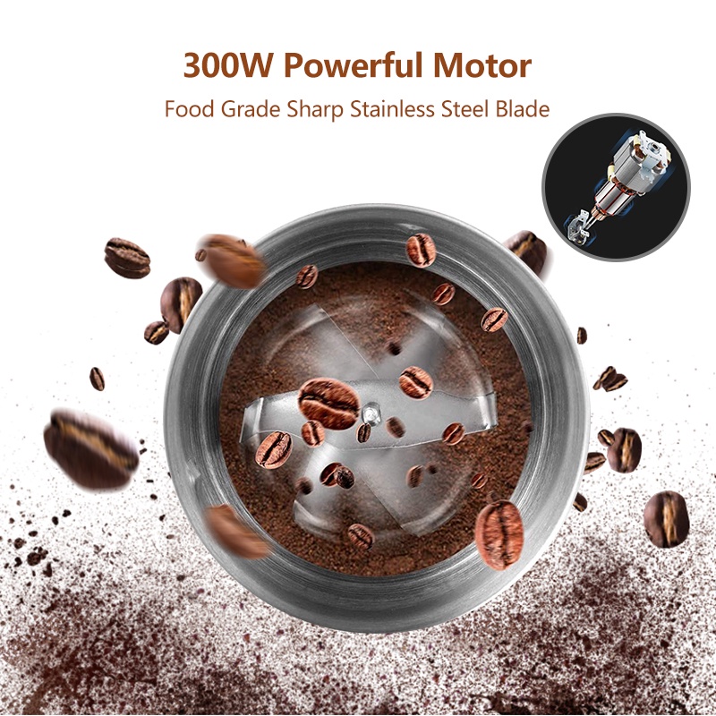 BioloMix 2-In-1 Wet and Dry Food Double Cups Electric Coffee Bean ...