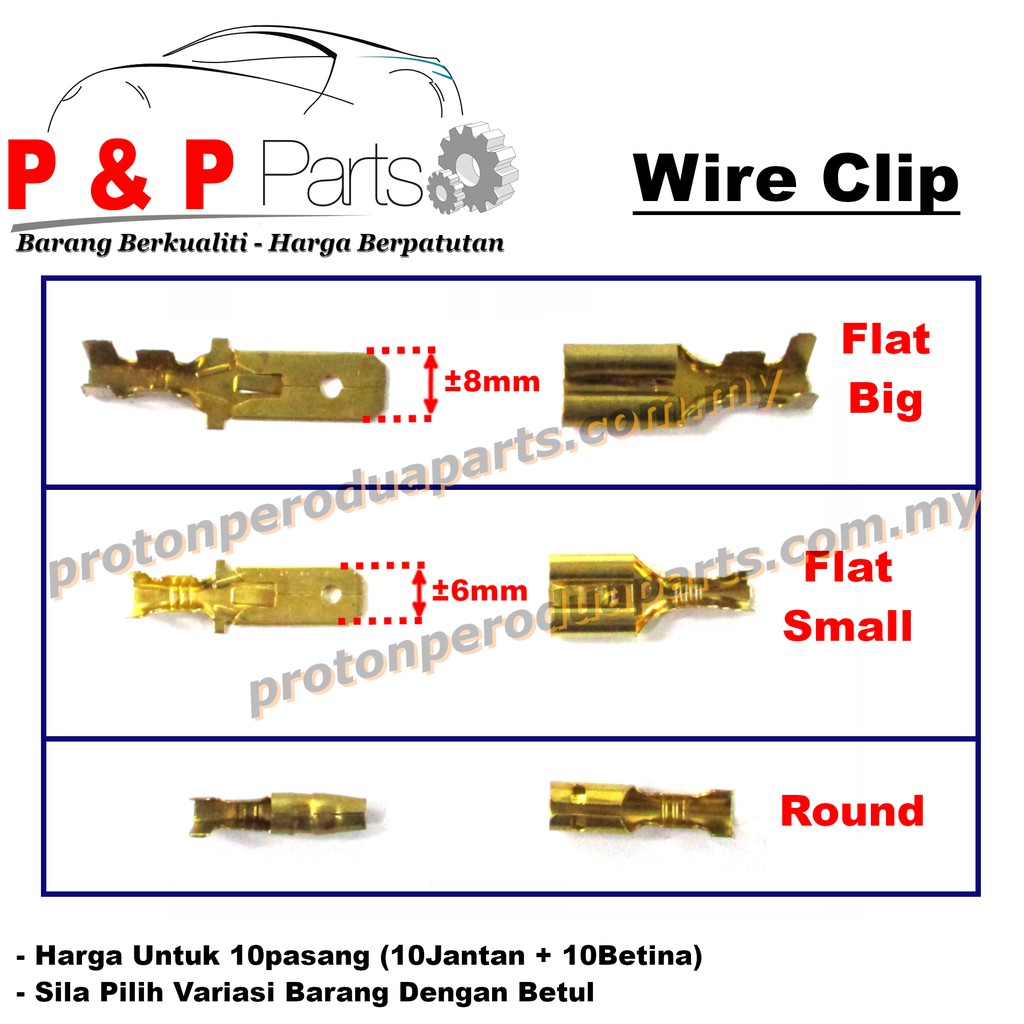 10 Pair Copper Brass Wire Clip Flat Round / Klip Wayar Tembaga Jenis ...