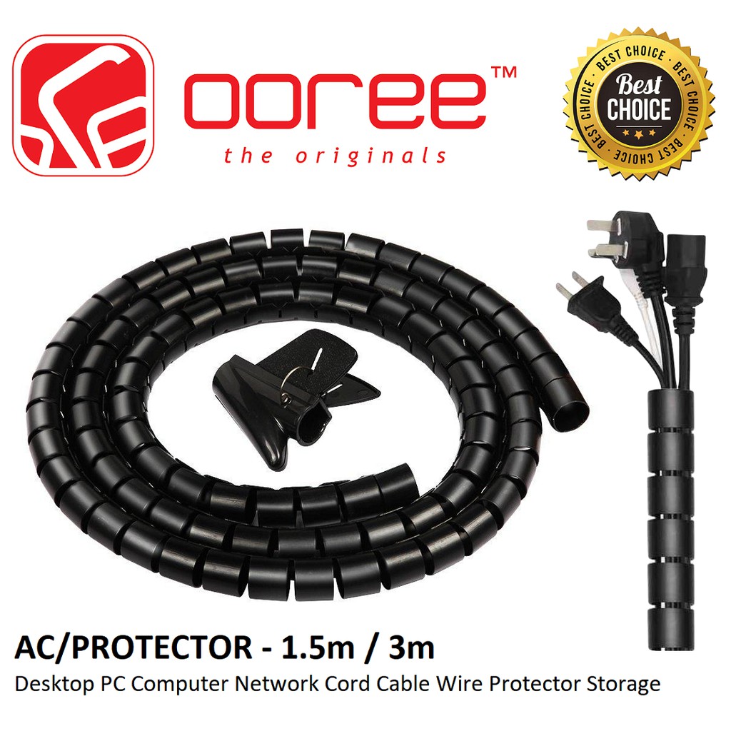 [1.5M / 3M] 28MM DESKTOP PC COMPUTER NETWORK CORD CABLE PROTECTOR ...