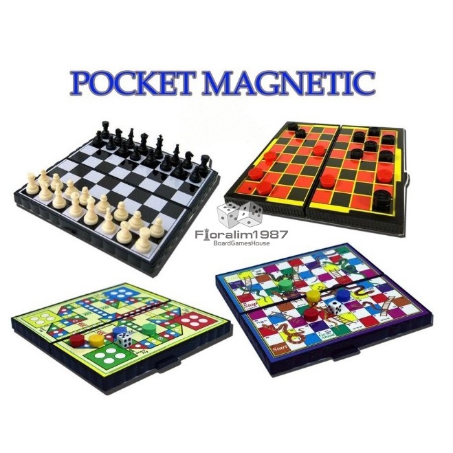 PERMAINAN POCKET MAGNETIC GAME / DRAUGHT / AEROPLANE / CHESS / SNAKE ...