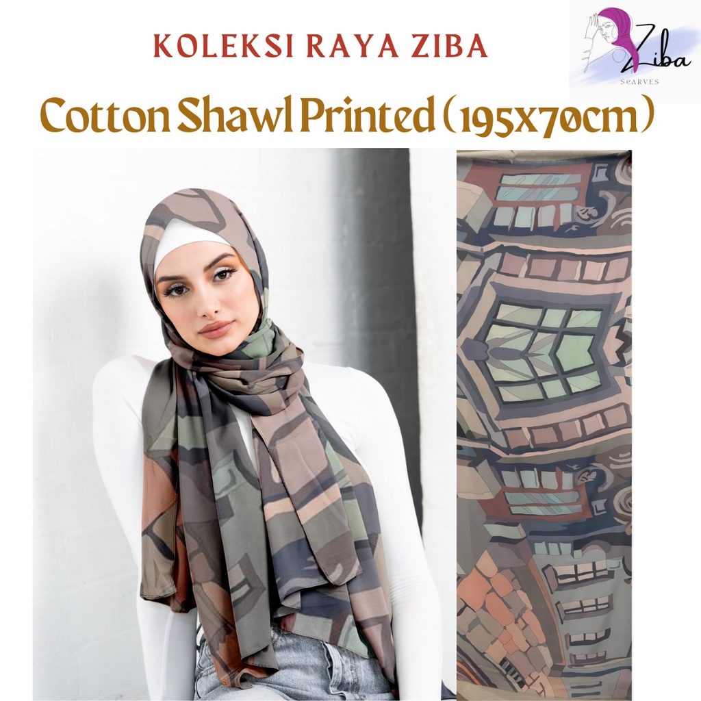 Printed Cotton Shawl - Selendang Cotton Bercorak (Modern, Colourful ...