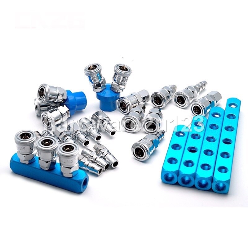 Air Compressor Manifold 2 Way 3 way Quick Connect Multi Hose Coupler ...