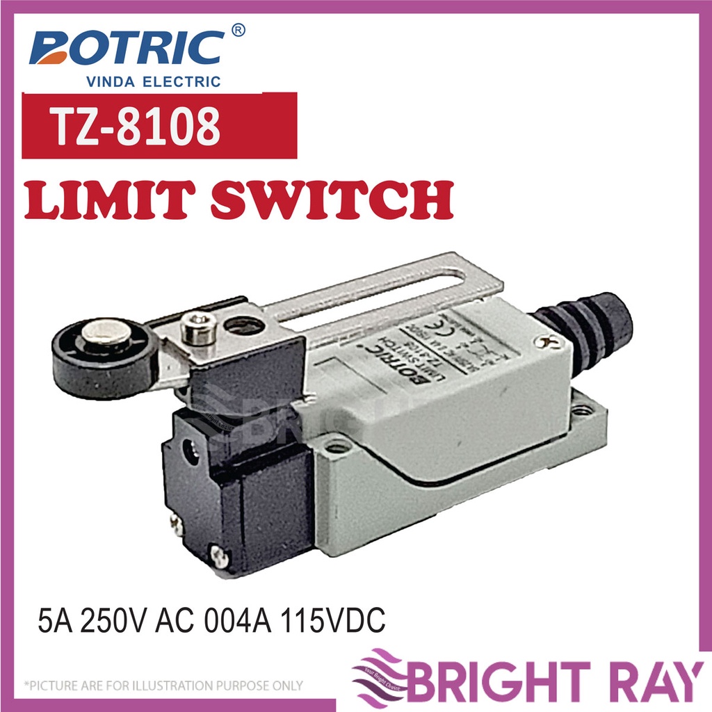 BOTRIC TZ-8108 Limit Switch 5A 250V AC Rotary Adjustable Roller Lever Arm Mini Limit Switch ...