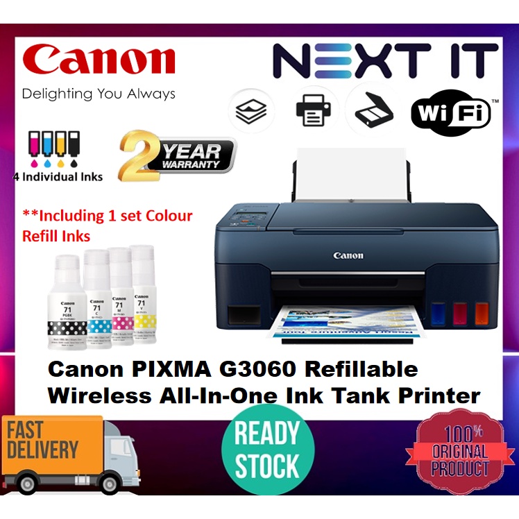 [READY STOCK] Canon PIXMA G3060 Refillable Wireless All-In-One Ink Tank ...