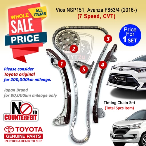 (100% Original) CVT Vios Avanza Sienta Timing Chain Set NSP151 F654 ...