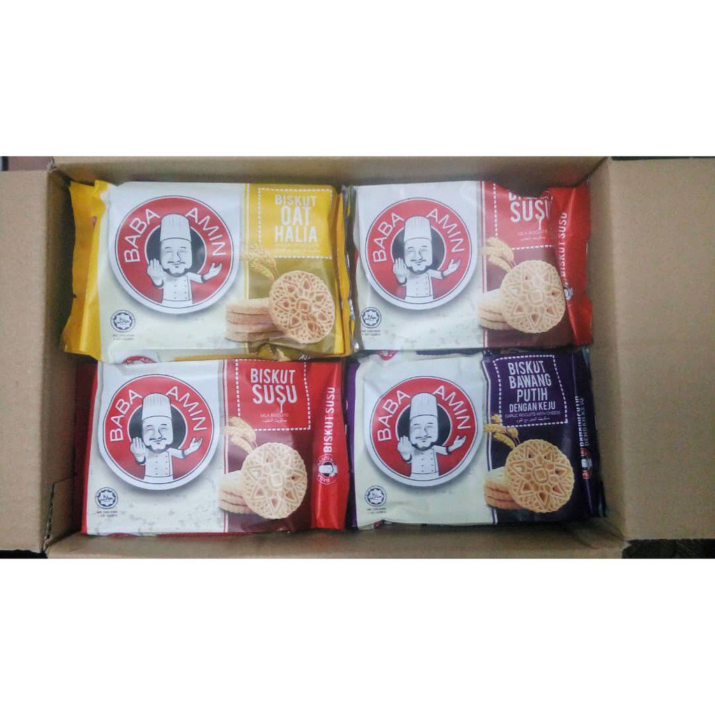 Biskut Baba Amin (tanpa telur) Sekotak 16 packs campur 4 perasa ...