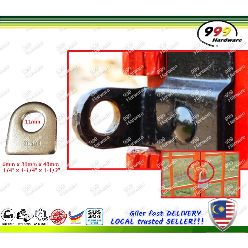 999 STAINLESS STEEL SUS304 6mm(1/4") WELDING DOOR EAR / GRILL BESI ...