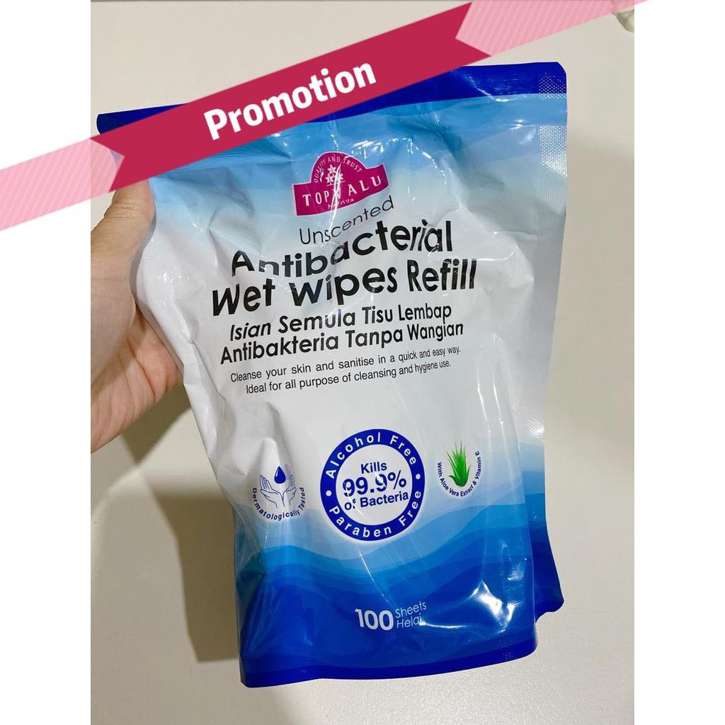 Topvalu Unscented Antibacterial Wet Wipes Refill (100 Sheets) | Shopee Malaysia