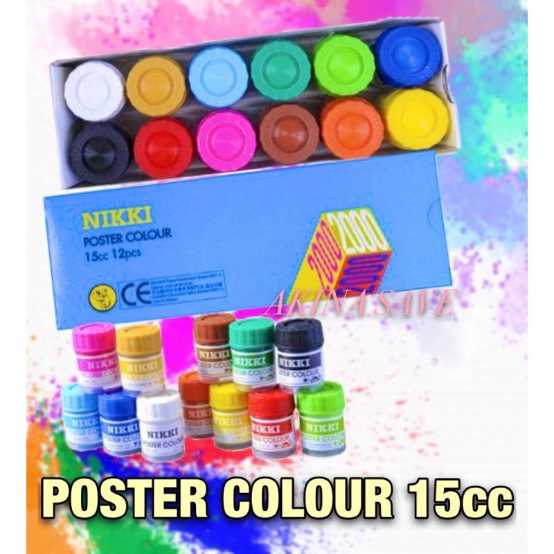 JOO HUAT Buncho / Nikki 15cc 12’s Poster Colour Set 1512 Water colour Set Art Drawing Canvas ...