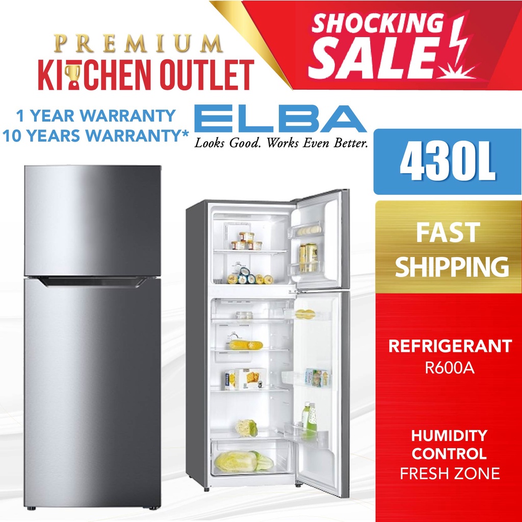 Elba 430L Italy 2-Door Refrigerator Ultimo ER-G4334 (SV) | Shopee Malaysia