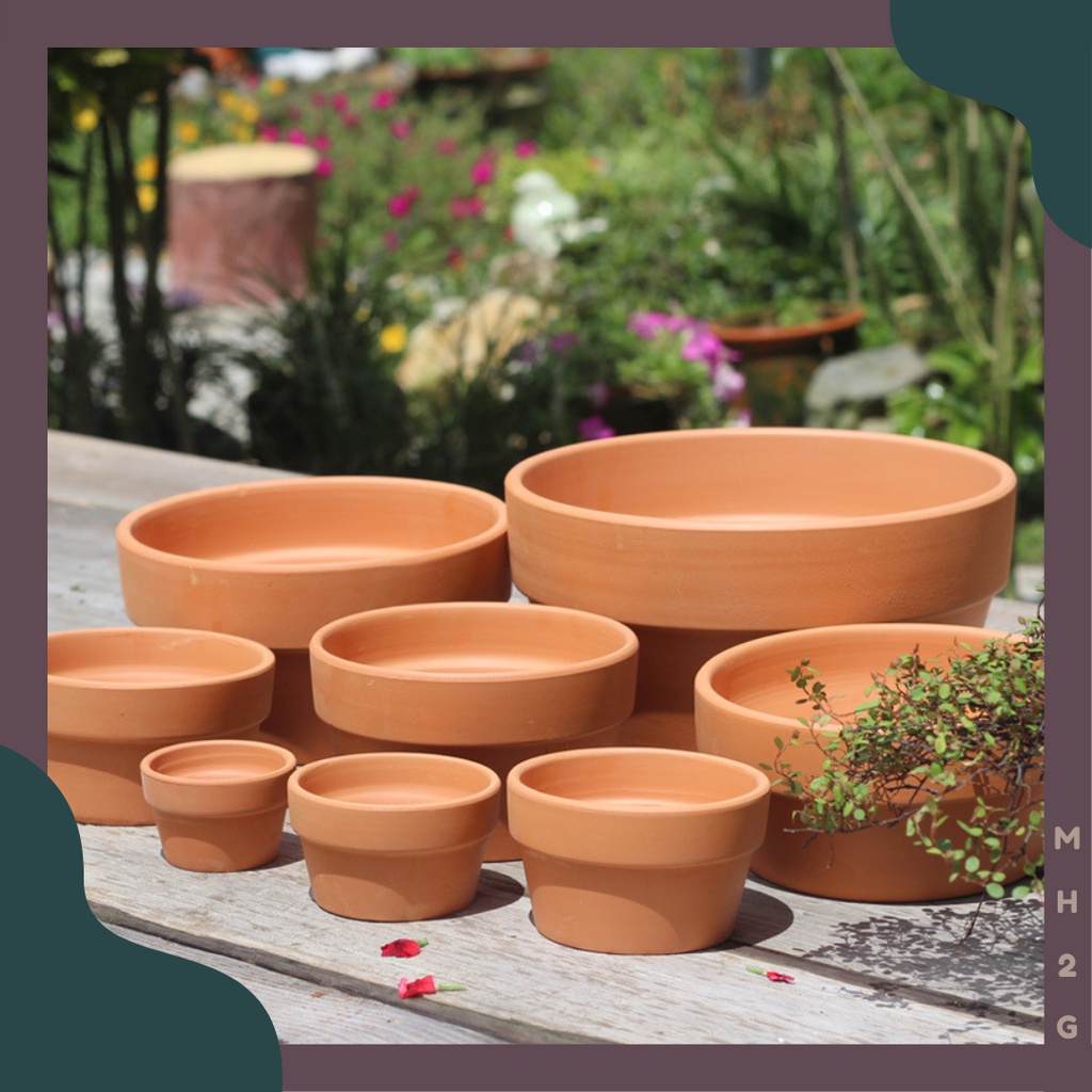 Red Pottery Shallow Clay Pot Terracotta Pot 红陶多肉陶瓷矮花盆 Pasu Teracotta ...