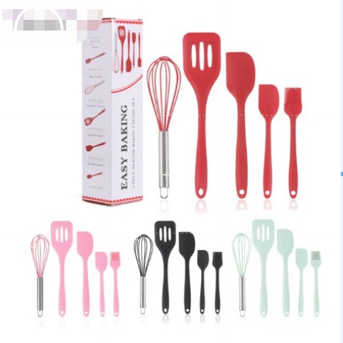 Silicone Kitchenware 5 in 1 Non-stick Cookware Set Spatula Baking ...