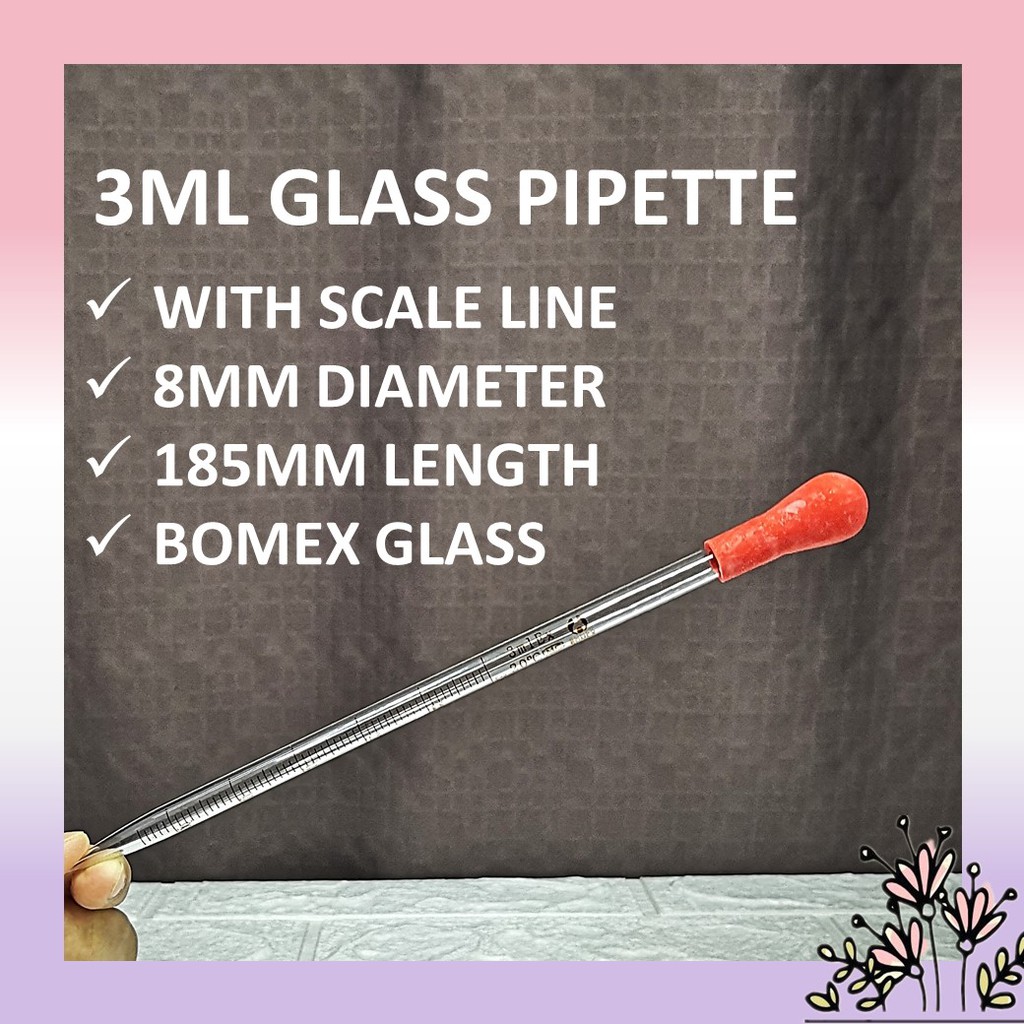 3ML Glass Pipette Dropper with Volume Reading | Scale Line Pippete ...